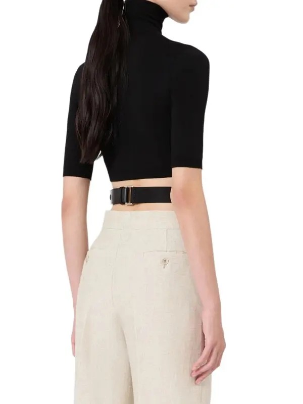 Max Mara Crop Turtleneck In Stretch Fabric