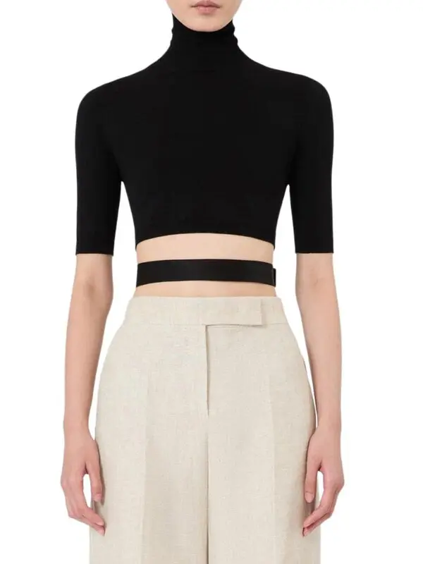 Max Mara Stretch Fabric Cropped Turtleneck