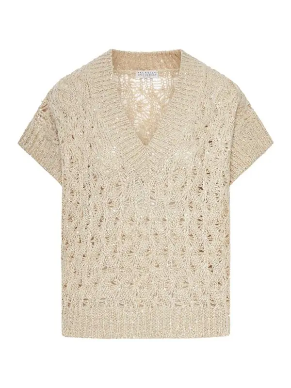 Brunello Cucinelli Linen And Silk Knitted Vest - Multicolor