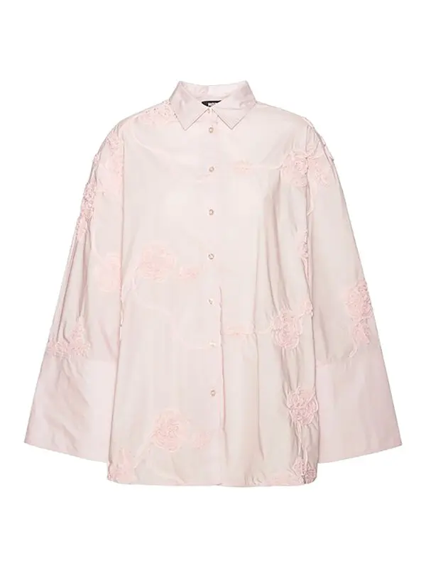 ROTATE BY BIRGER CHRISTENSEN Oversized Shirt With Floral Details - Pink