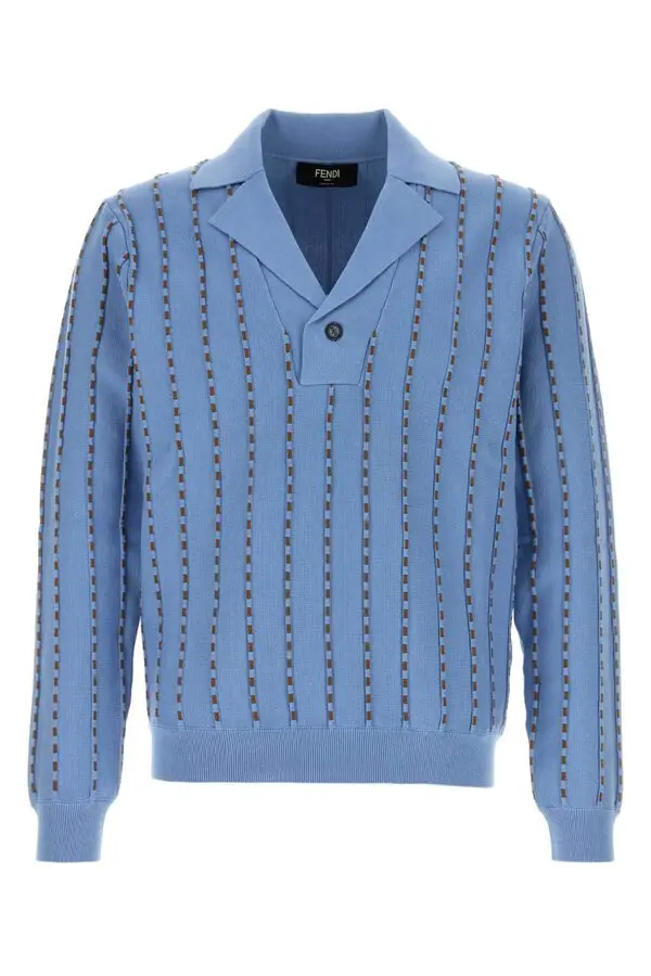 Fendi Cerulean Cotton Polo Shirt - Blue