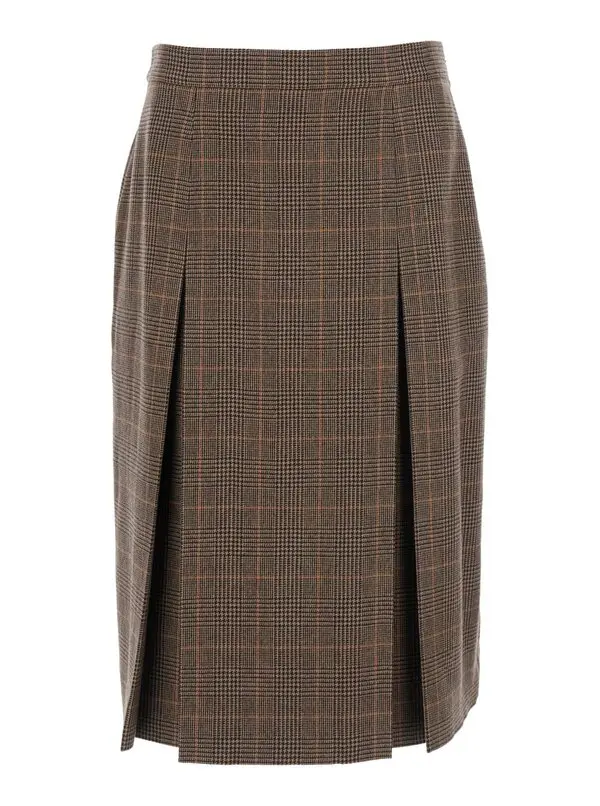 Saint Laurent Check Motif Wool And Cashmere Midi Skirt - Multicolor