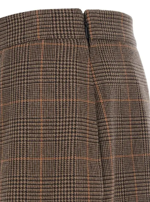 Saint Laurent Check Motif Wool And Cashmere Midi Skirt - Multicolor