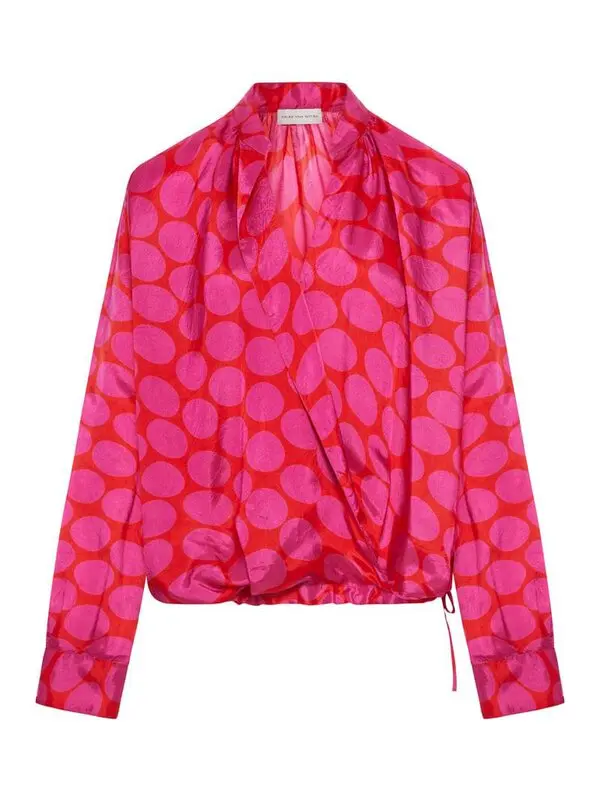Dries Van Noten Maxi Polka Dot Print Blouse - Pink