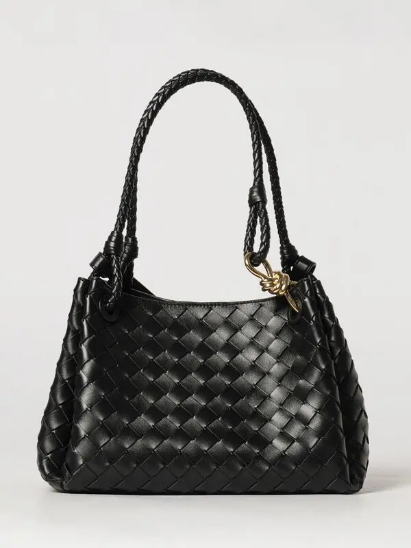 Bottega Veneta Parachute Intrecciato Lambskin Shoulder Bag - Black