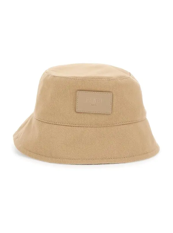Fendi Beige Logo Embroidered Cotton Fisherman Hat For - Multicolor