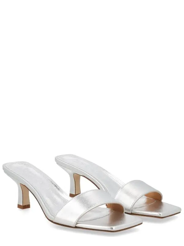 AeydĒ Gilly Leather Heels - Silver