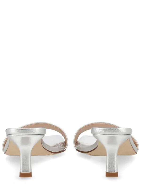 AeydĒ Gilly Leather Heels - Silver