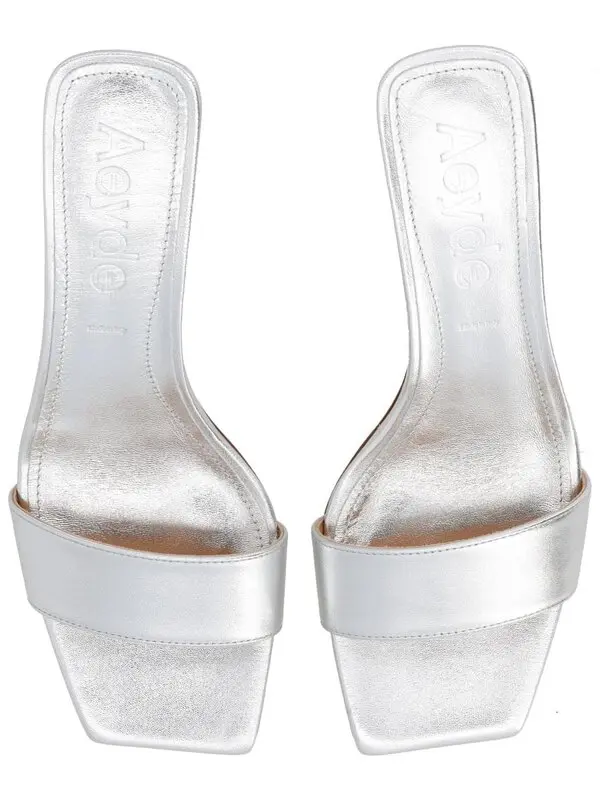 AeydĒ Gilly Leather Heels - Silver