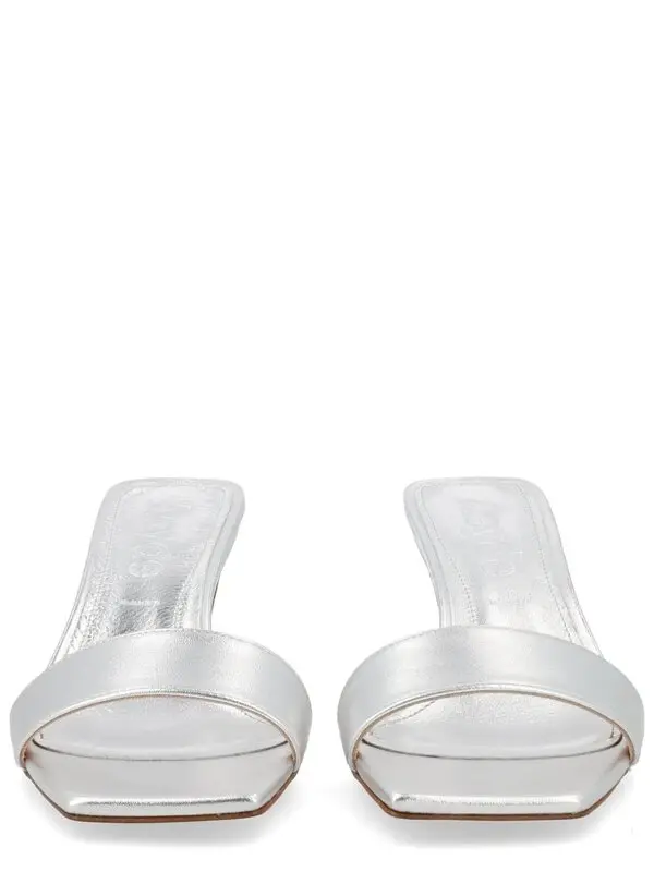 AeydĒ Gilly Leather Heels - Silver