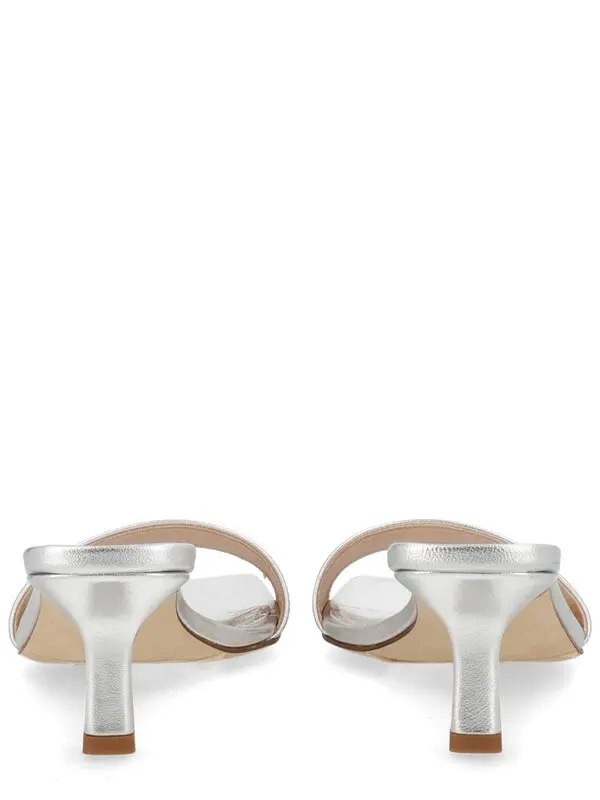 AeydĒ Gilly Leather Heels - Silver
