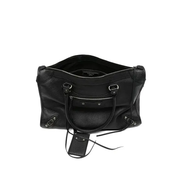 Balenciaga Grained Leather Tote Bag With Silver-tone Hardware - Black