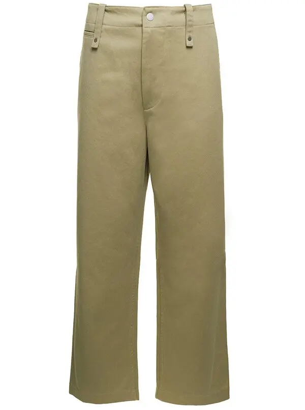 Burberry Beige Wide-leg Pants In Cotton - Multicolor