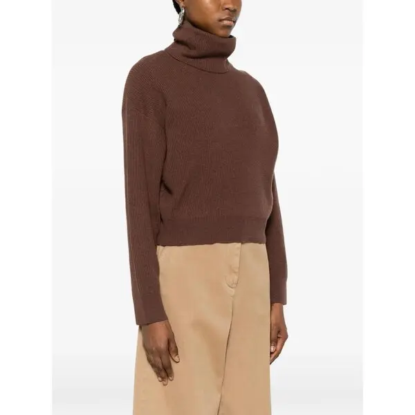 Brunello Cucinelli Cashmere And Silk Blend Ribbed Roll Neck Jumper - Brown
