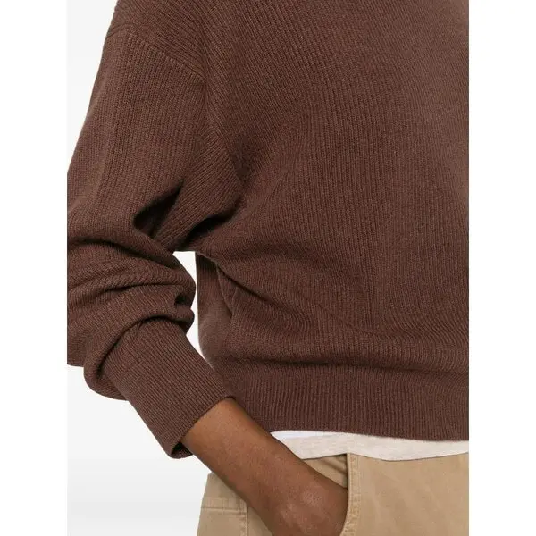 Brunello Cucinelli Cashmere And Silk Blend Ribbed Roll Neck Jumper - Brown