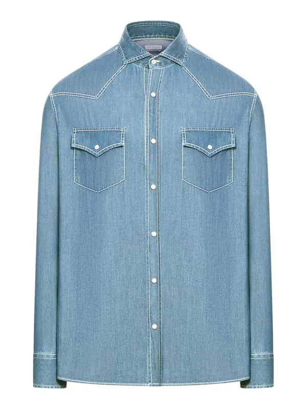 Brunello Cucinelli Long-sleeved Denim Shirt