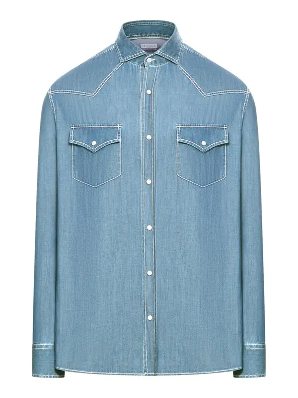 Brunello Cucinelli Long-sleeved Denim Shirt - Multicolor