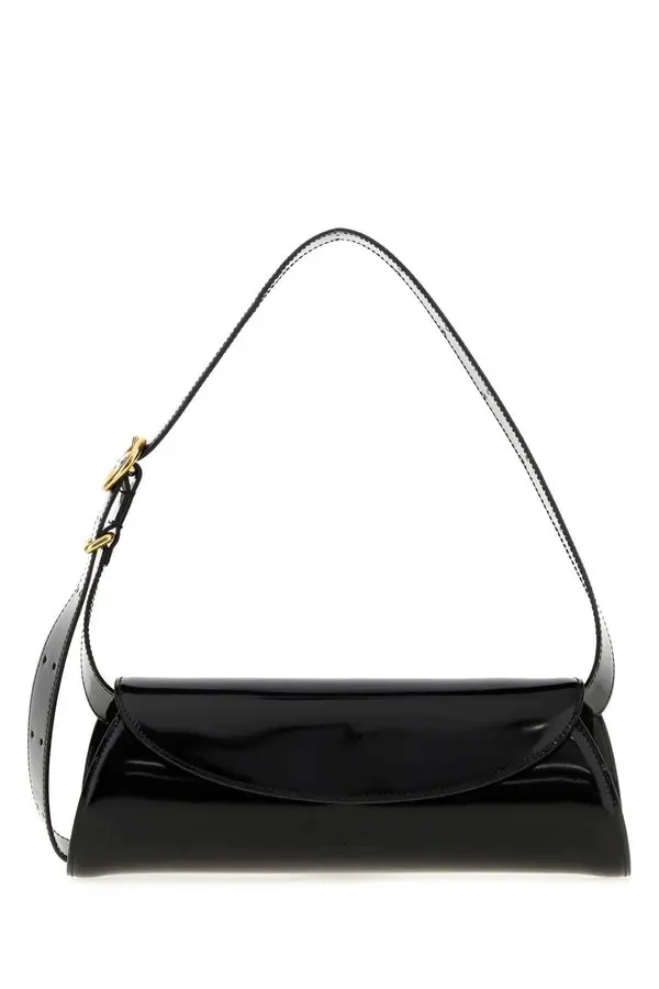 JIL SANDER Small Leather Cannolo Shoulder Bag - Black