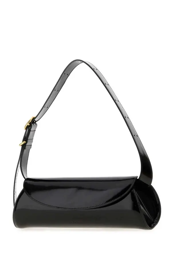 JIL SANDER Small Leather Cannolo Shoulder Bag - Black