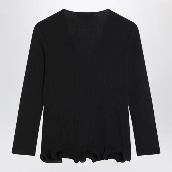 Fendi Wool Pullover With Logo Embroidery - Black