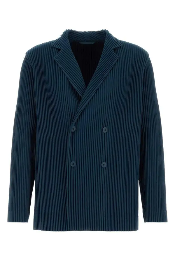 Issey Miyake Navy Polyester Blazer - Blue