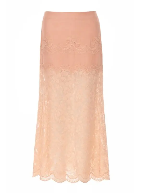 Rabanne Gonna Midi In Pizzo - Pink