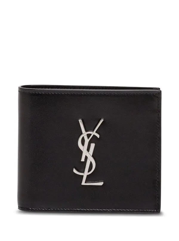 Saint Laurent Black Leather Wallet With Logo - Multicolor