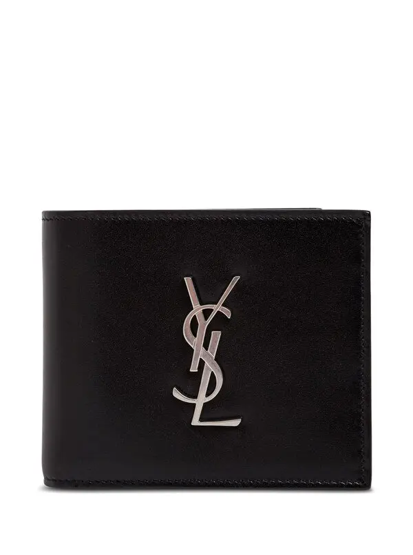 Saint Laurent Black Leather Wallet With Logo