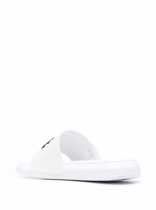 Alexander McQueen White Logo Pool Slides In Rubber