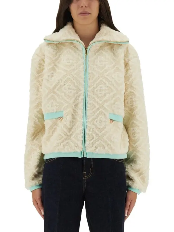 Casablanca Monogrammed Fleece Jacket - White
