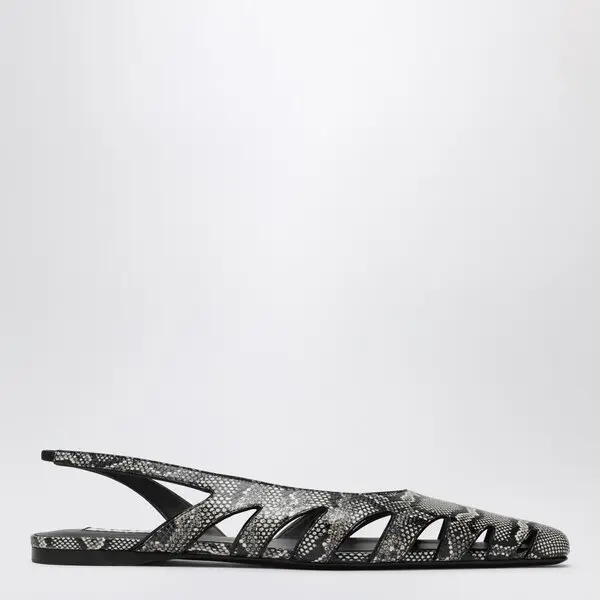 Alaïa Slingback Ballerinas In Python-effect Printed Leather - White