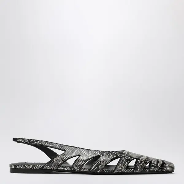 Alaïa Python-effect Printed Leather Slingback Ballerinas - White