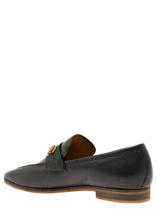 Gucci Paride Leather Loafers With Web And Horsebit Detail - Multicolor