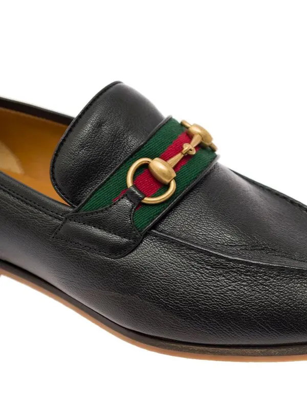 Gucci Paride Leather Loafers With Web And Horsebit Detail - Multicolor