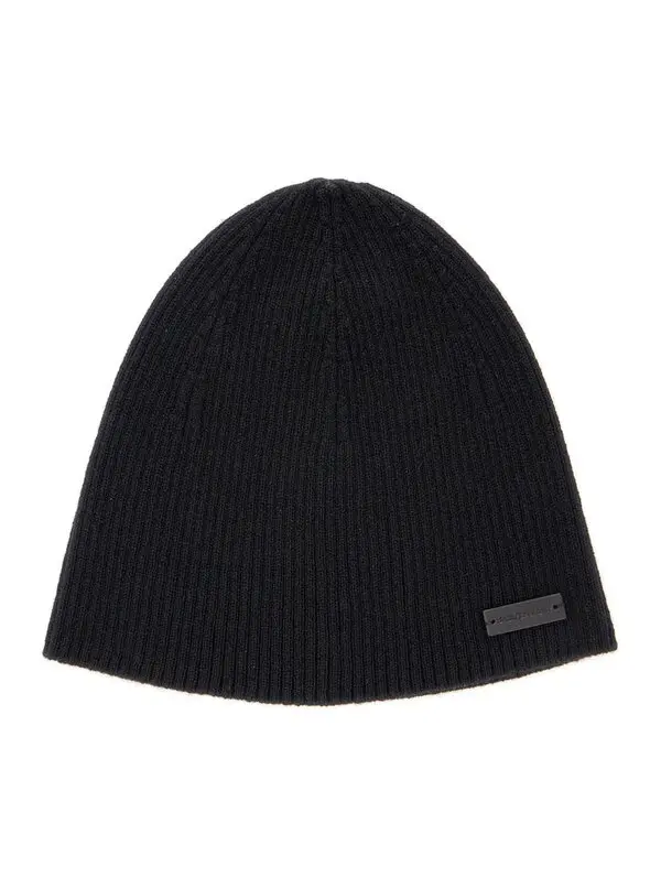 Saint Laurent Beanie With Logo Patch In Cashmere - Black