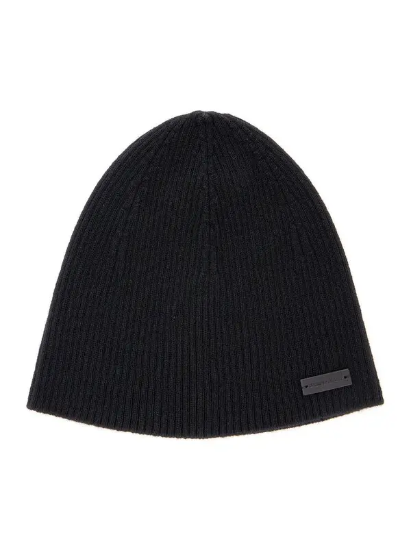 Saint Laurent Cashmere Beanie With Logo Patch - Black