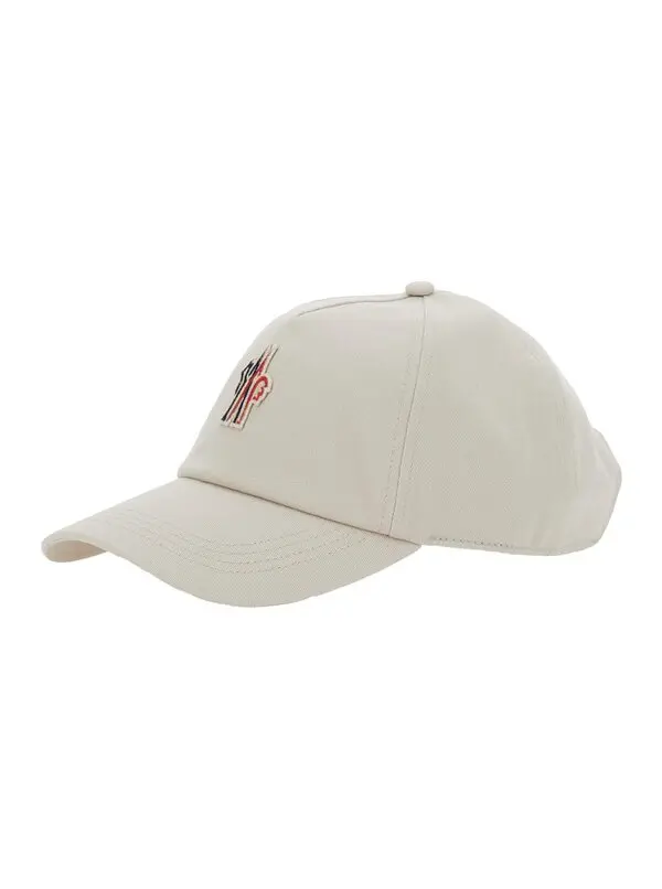 Moncler Baseball Cap With Logo Patch On The Front In Cotton - White