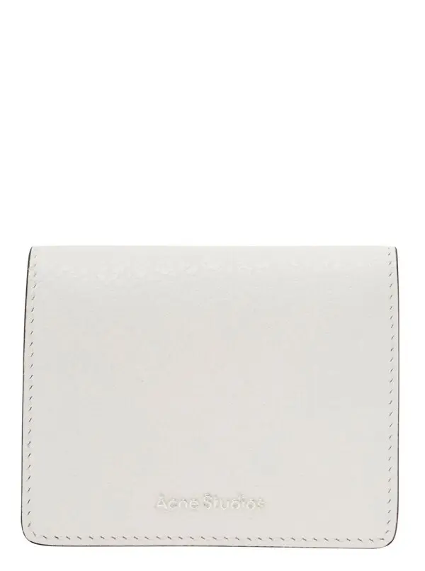 Acne Studios White Card-holder With Embossed Logo In Hammered Leather