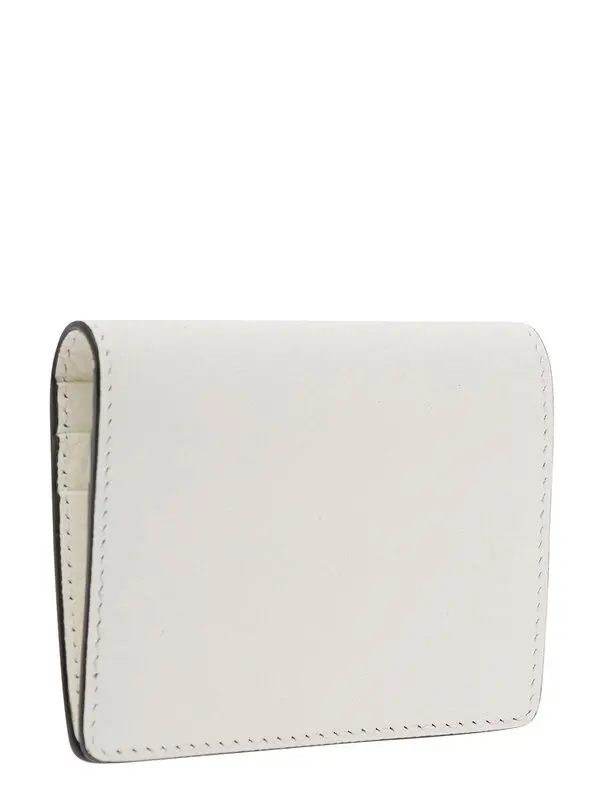 Acne Studios White Card-holder With Embossed Logo In Hammered Leather