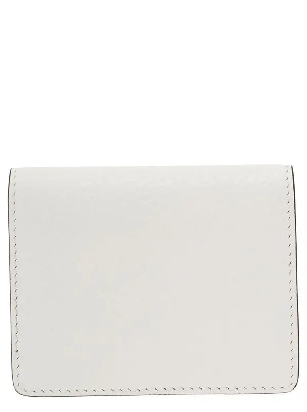 Acne Studios White Card-holder With Embossed Logo In Hammered Leather