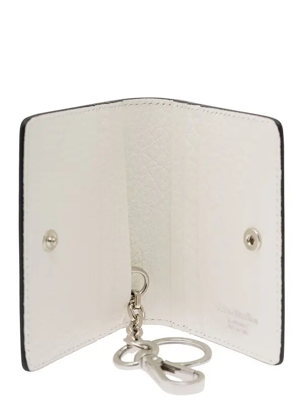 Acne Studios White Card-holder With Embossed Logo In Hammered Leather