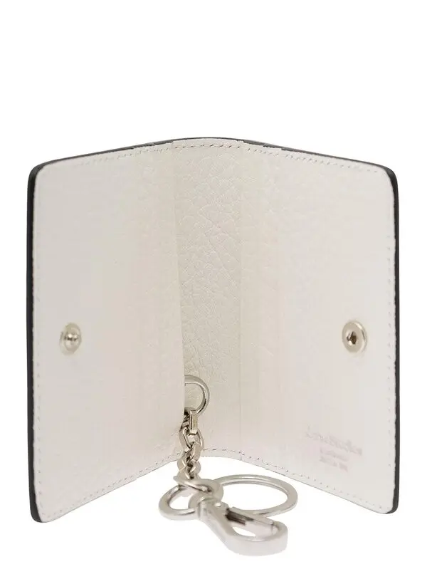 Acne Studios White Card-holder With Embossed Logo In Hammered Leather - Multicolor