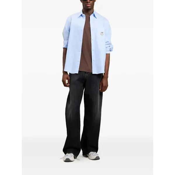 Palm Angels Grey Denim Wide-leg Jeans