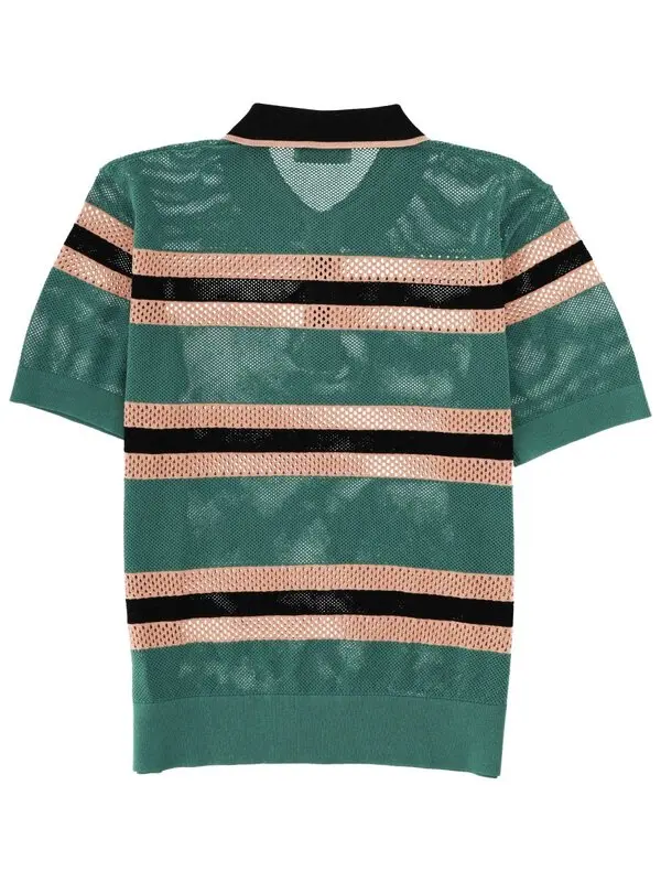 Dries Van Noten Perforated Mercy Stripe Polo Shirt