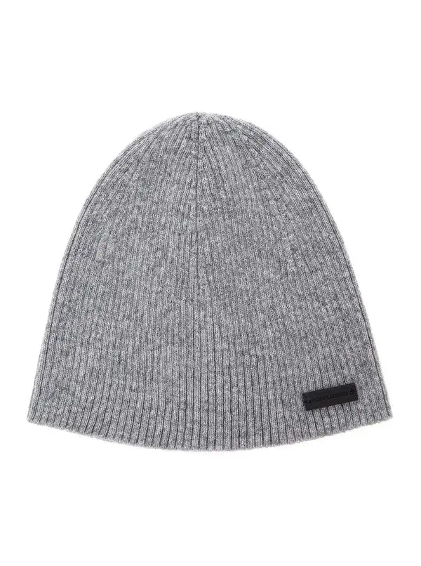 Saint Laurent Grye Beanie With Logo Patch In Cashmere - Gray