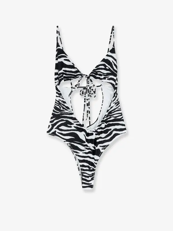 Attico Zebra Print One-piece Swimsuit - Multicolor