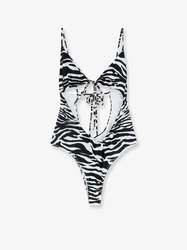 Attico Zebra Print One-piece Swimsuit - Multicolor