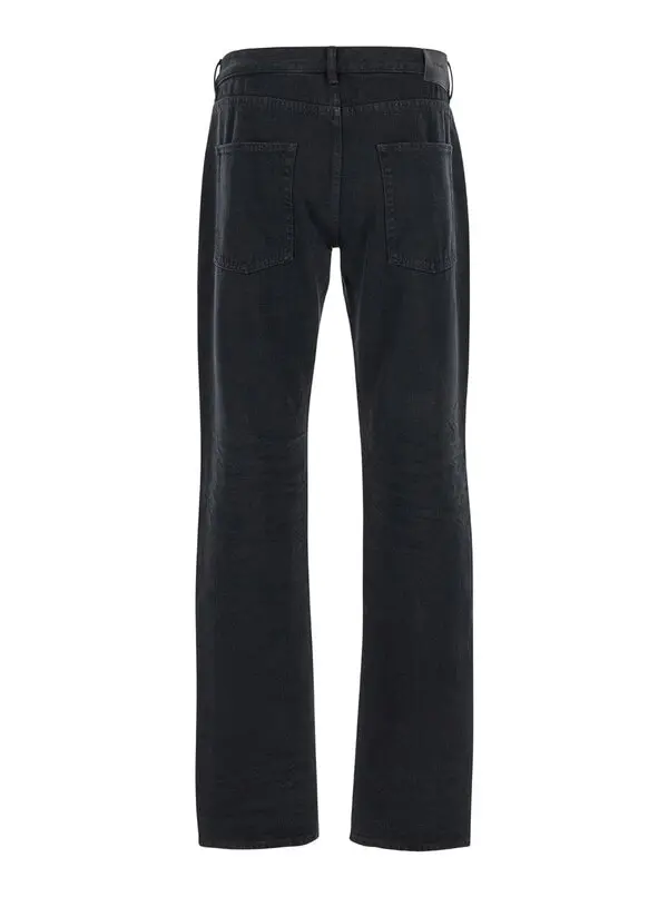 Saint Laurent Black Slim Jeans With Logo Patch In Denim