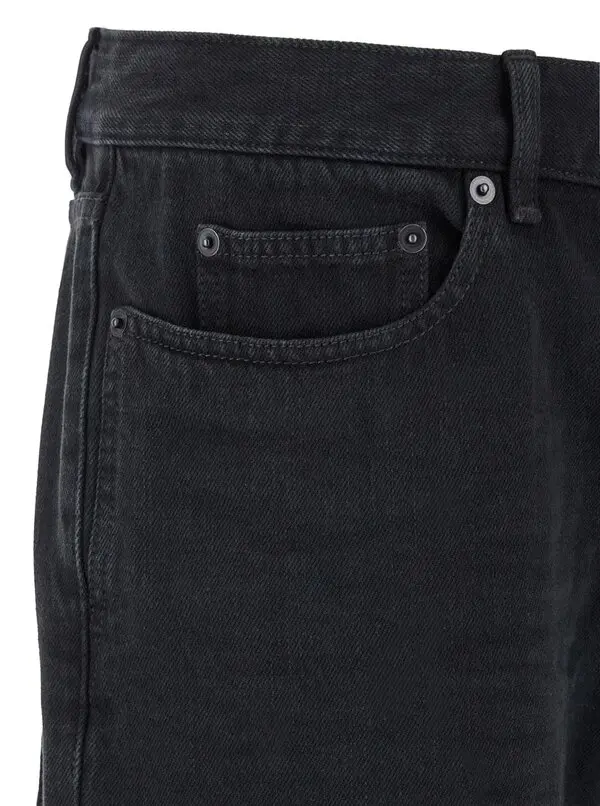 Saint Laurent Black Slim Jeans With Logo Patch In Denim