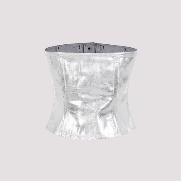 GANNI Foil Corsage Denim Top